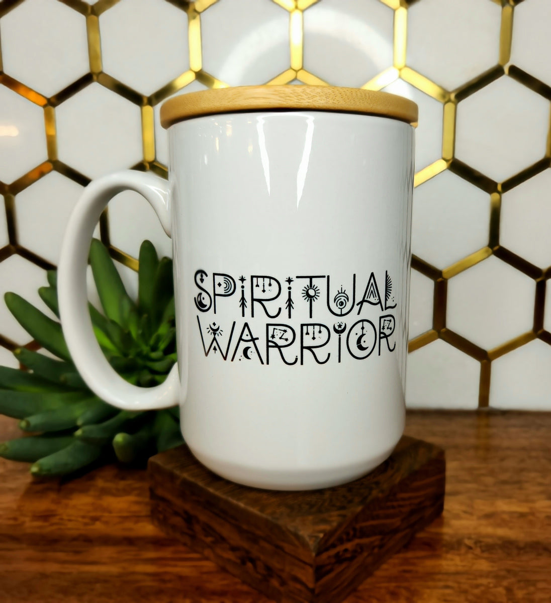 "Spiritual Warrior" Mug with Lid – Desired Elements